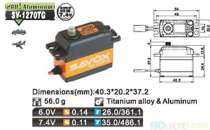 Servo Savox SV1270TG HV (35Kgr / 0.11sec)