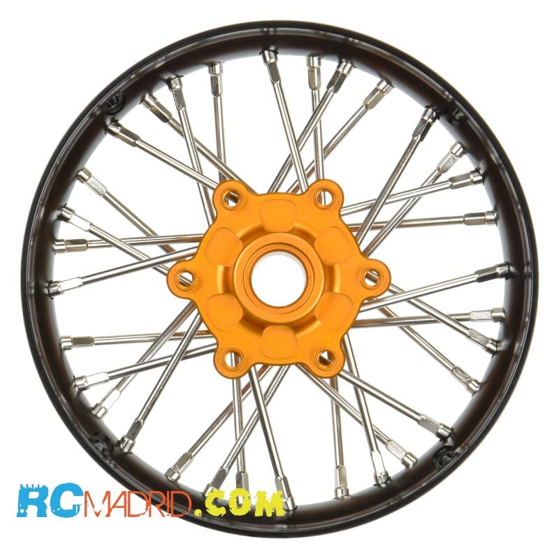 1-4 Pro-Spec Aluminum V2 Bead Front Wheel Black-Gold (1): Promoto-SM