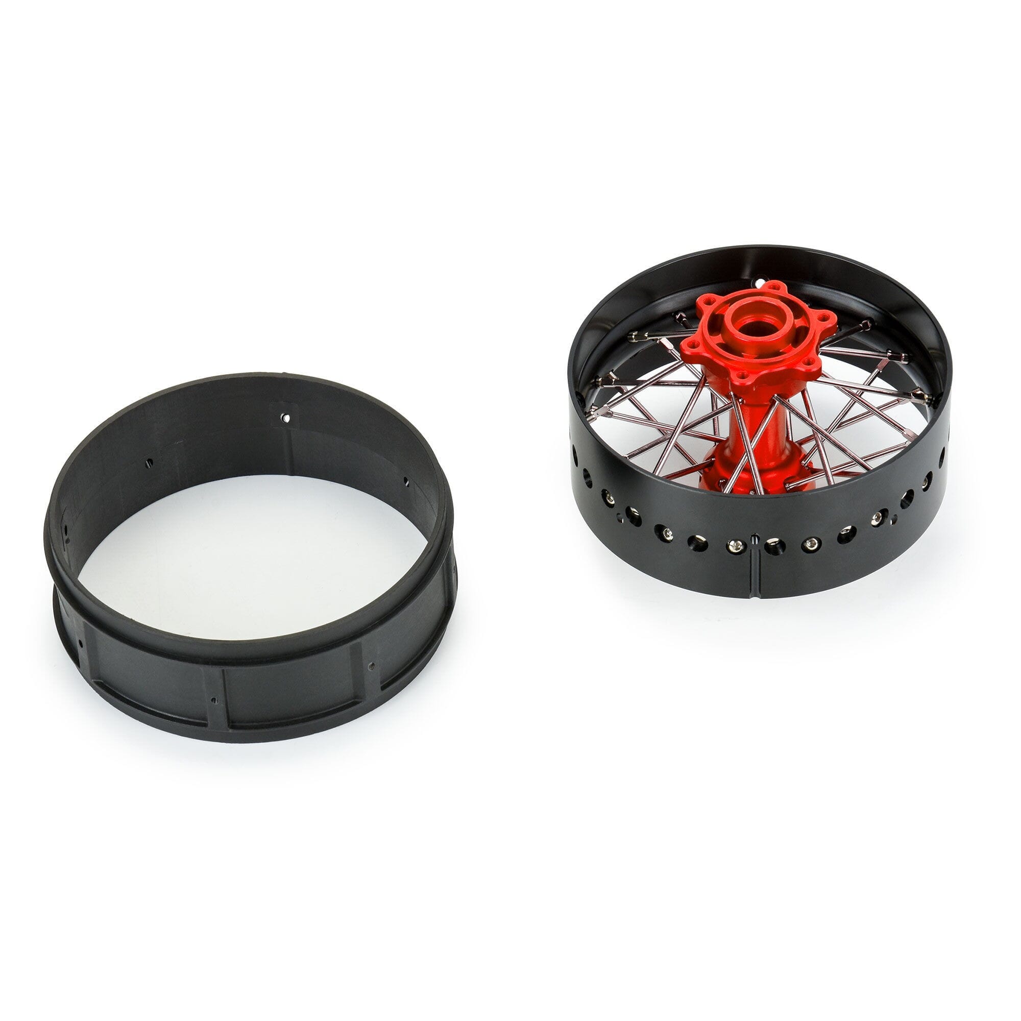 1-4 Pro-Spec Aluminum V2 Bead Rear Wheel Black-Red (1): Promoto-SM